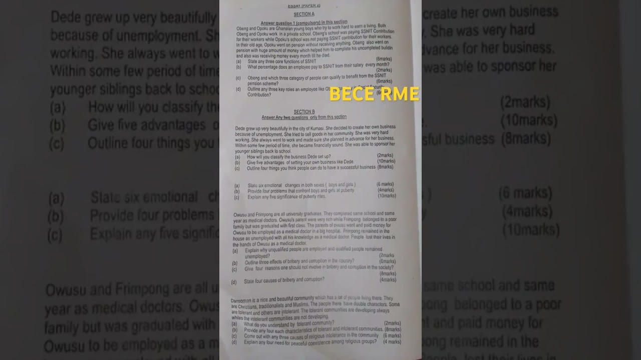 BECE RME 2024 (Solve All)