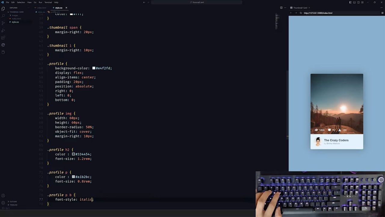 ASMR Programming -  Social Media Card with CSS - No Talking