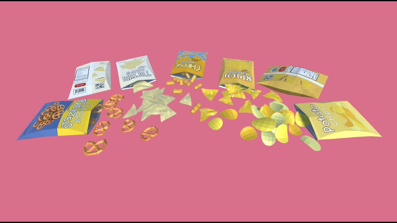 Low Poly Chips and Snacks | Model Pack Preview
