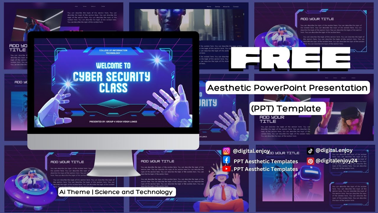 #25 AI Theme|Science and Technology| Aesthetic PowerPoint Presentation Template PPT |Canva Editable