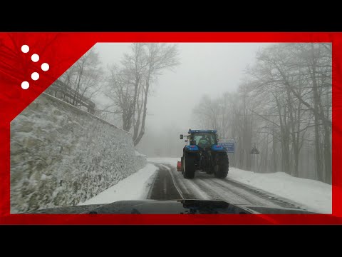 Neve sul Terminillo, le immagini camera-car della SP10 innevata