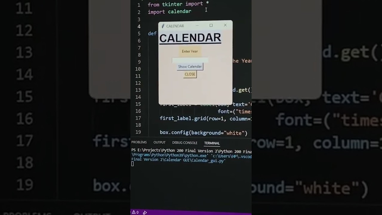 Making calendar program with help of python | Python mini project | Calendar program