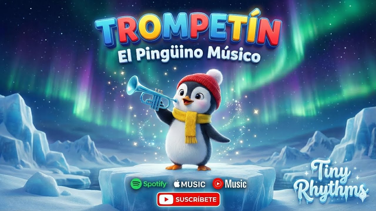 Canción Infantil del Pingüino Músico 🐧🎺 - Trompetín | Tiny Rhythms