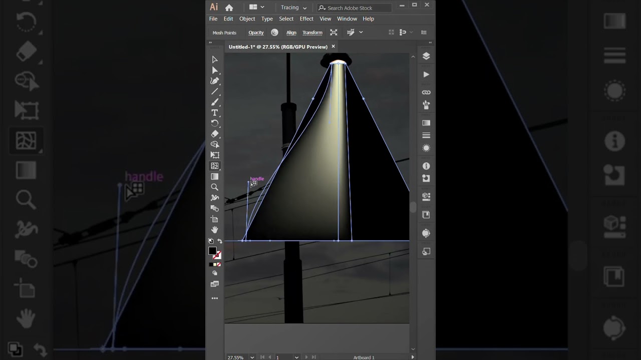 How to light a lamp on Adobe Illustrator - Light pole Illustrator