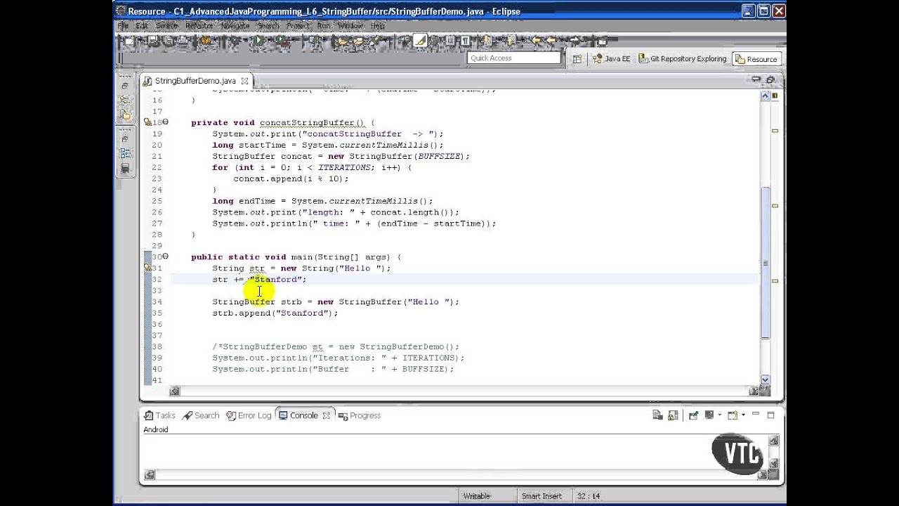Advanced Java tutorial - The StringBuffer Class