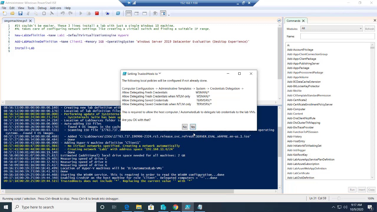 Simple automated lab with two VMs - No manual steps required to create this lab.
