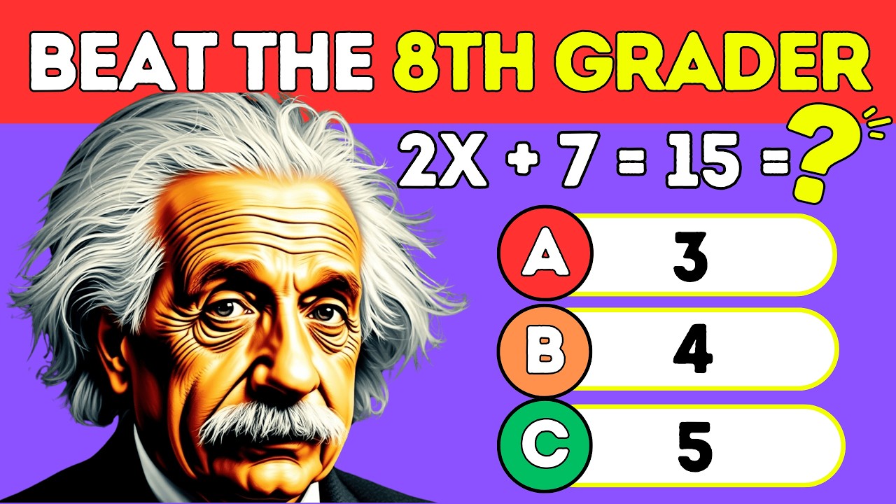 Only Geniuses Score 45/50! | 8th Grade Math Test | Algebra, Geometry, Probability Quiz