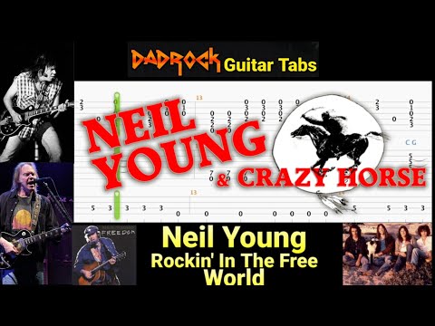 Rockin' In The Free World - Neil Young - Guitar + Bass TABS Lesson (Request)