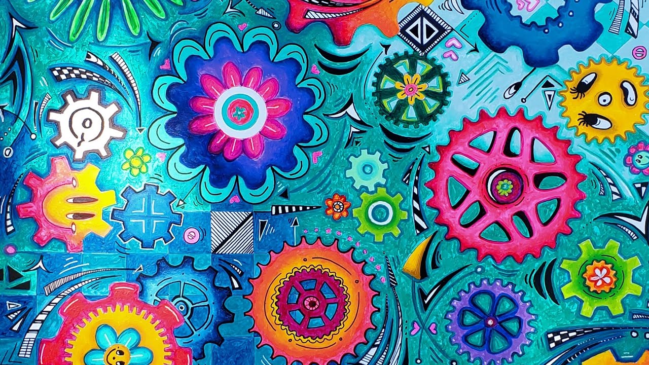 Enter a World Full of Color and Whimsy in my Doodle Gears Paintings - 
