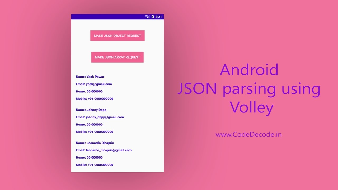 Android JSON parsing using Volley | CodeDecode
