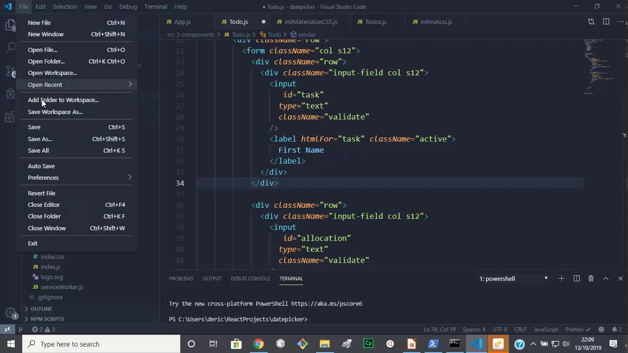 Pure Materialize CSS Datepicker and Timepicker in a ReactJs App part 2- User interface