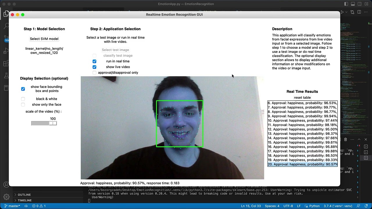 Human Emotion Recognition from Video Input with Python using AI - OpenCV with Scikit-learn
