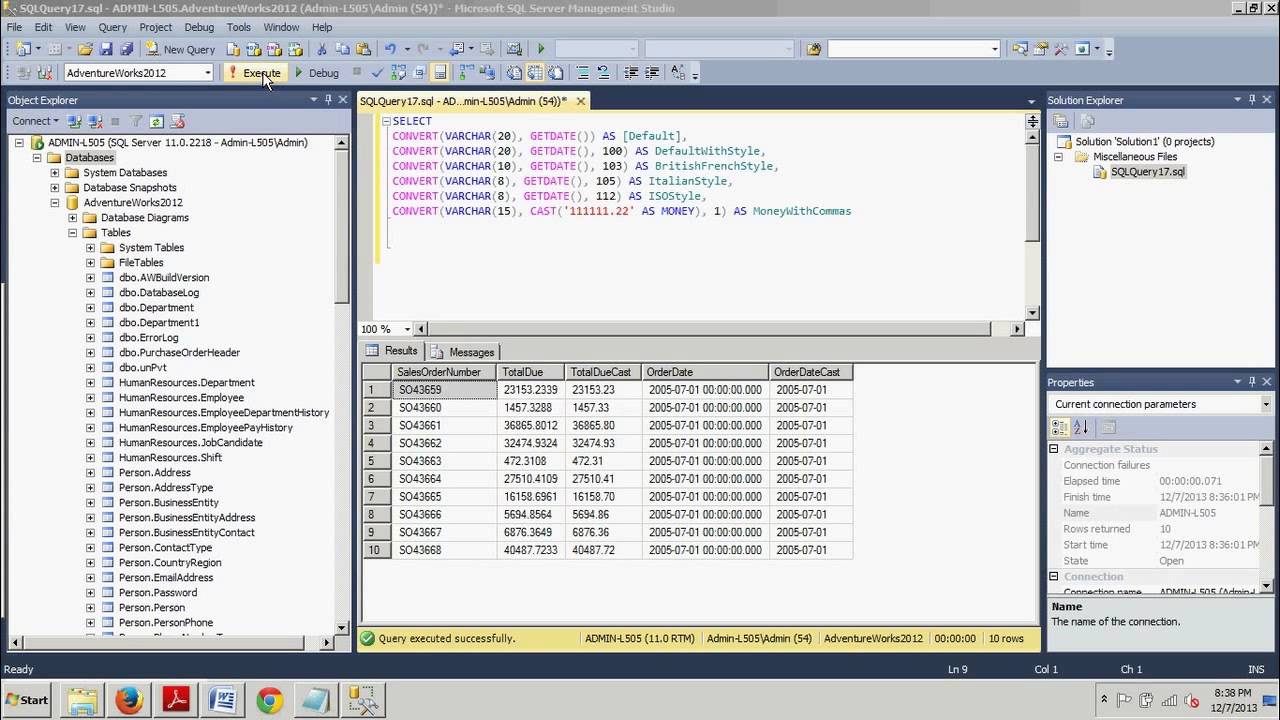 SQL Server tutorial 43: Using conversion functions.
