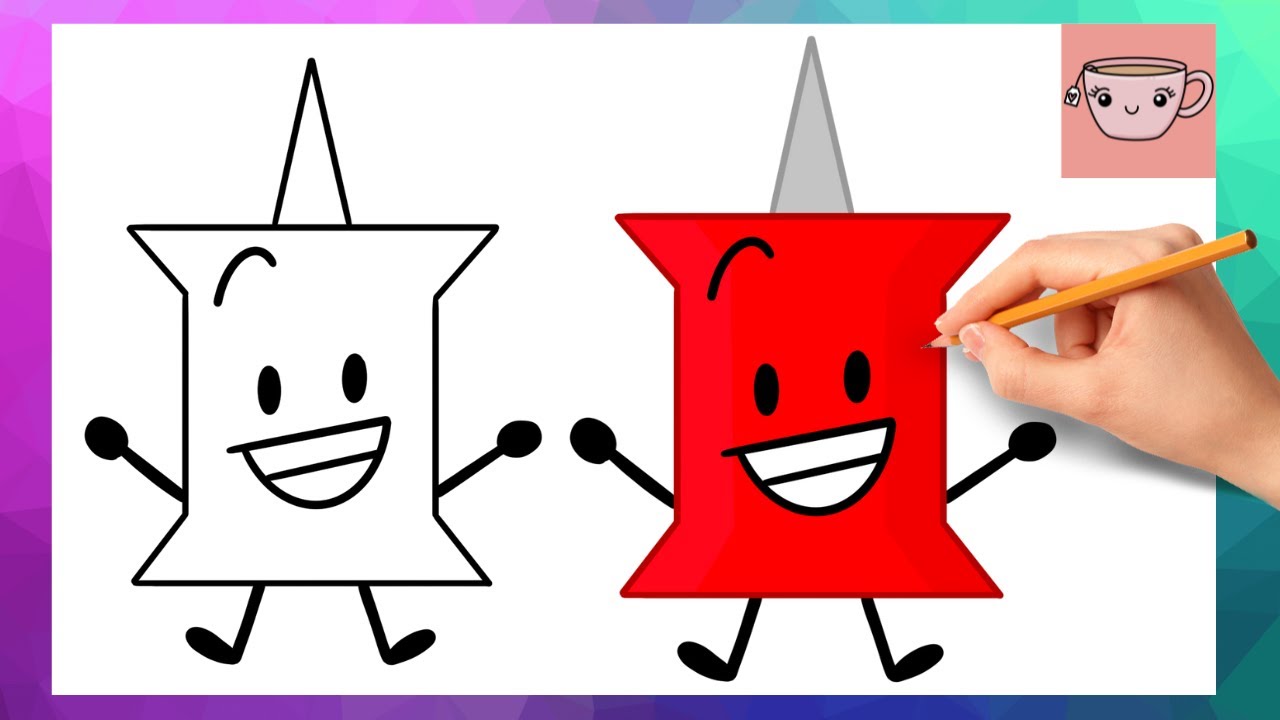 How To Draw Pin from Battle for Dream Island | BFB BFDI | Easy Drawing Tutorial