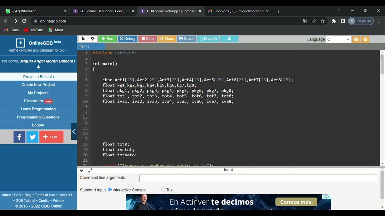 GDB online Debugger   Compiler   Code, Compile, Run, Debug online C, C++   Google Chrome 2022 09 21