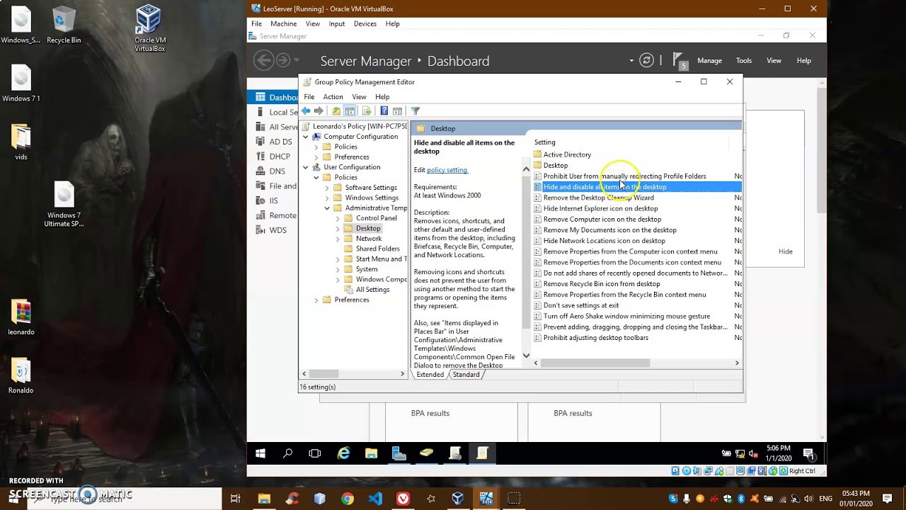 Group Policy Management in Windows Server 2016