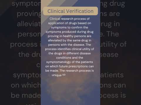 what do you mean by "clinical verification" in homeopathy?