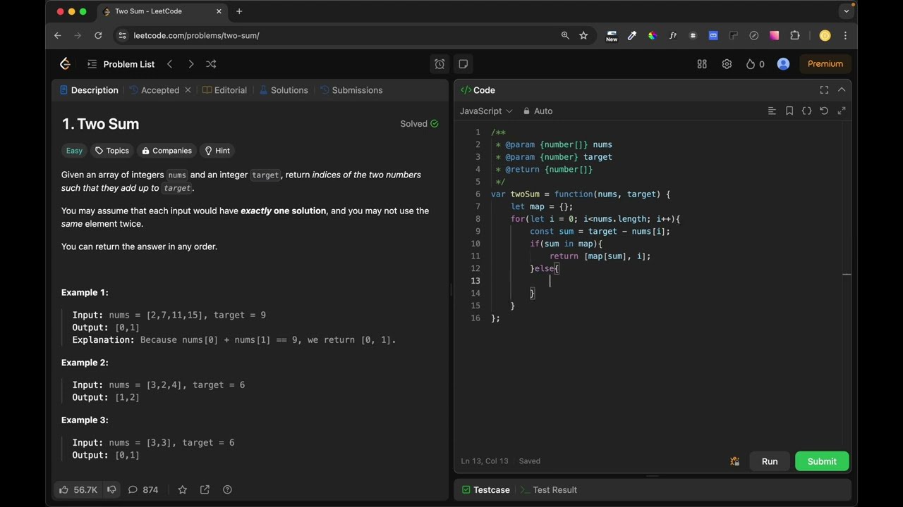Two sum solution in javascript - Leet code | Efficient Approach @vslogs