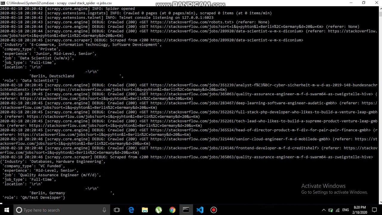 StackOverFlow Jobs Data Extraction