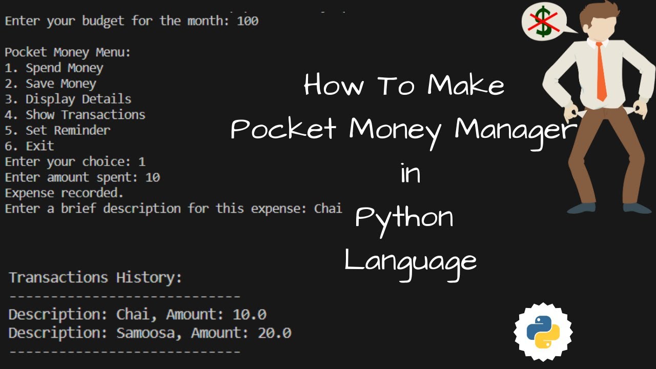 Pocket money manager in python || Python projects