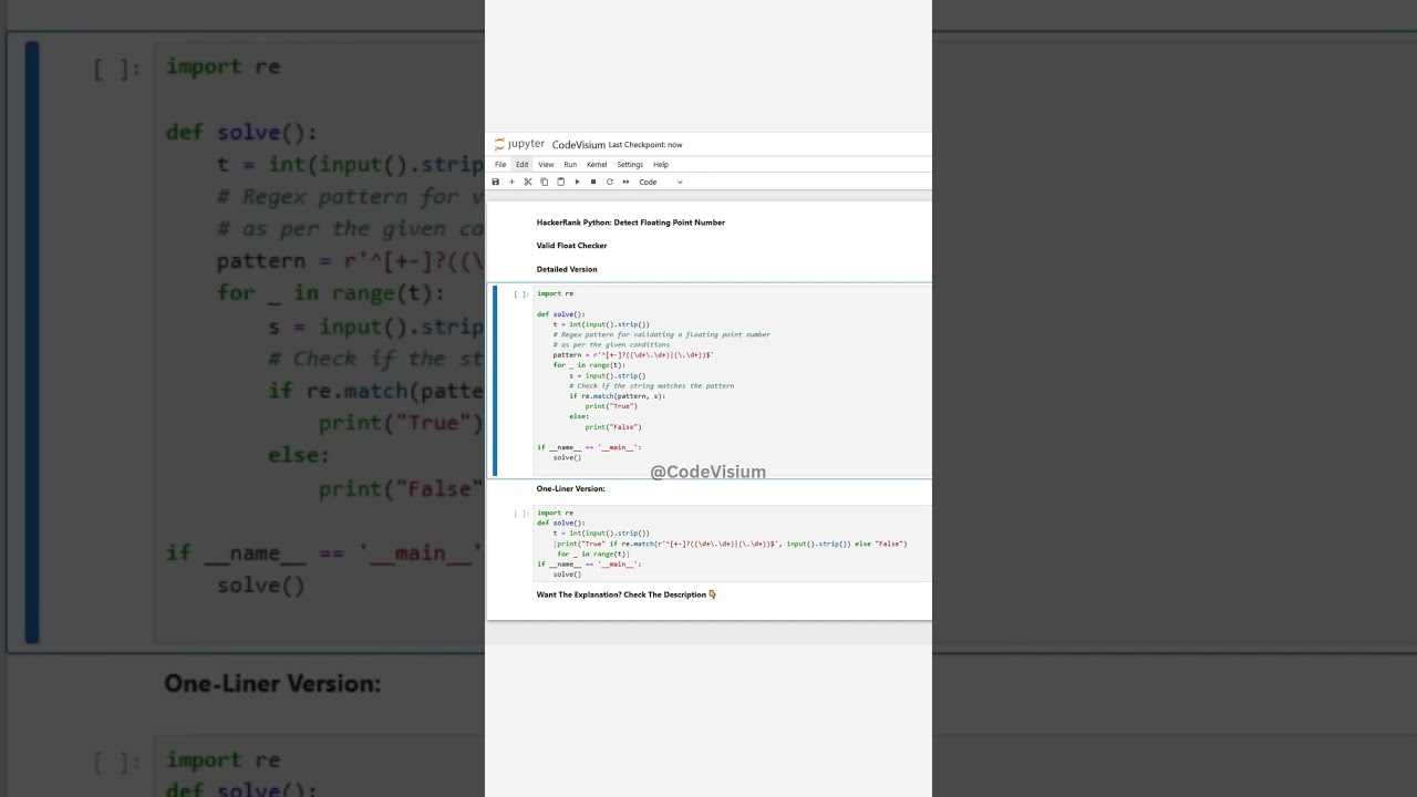 Valid Float Checker – Detailed Version and One-Liner Version #Python #Regex #FloatingPoint