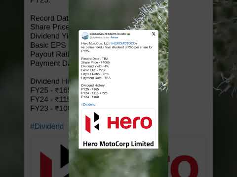 Hero MotoCorp Ltd has recommended a Final Dividend for FY25. #BreakingNews #StockMarket #Dividend