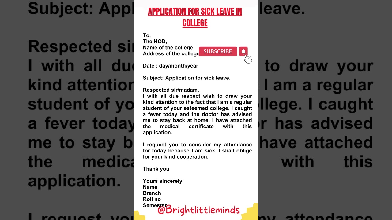 Application for sick leave in college #applicationletter