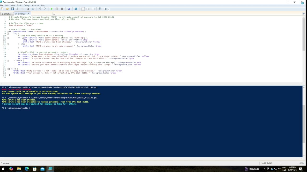 Cve 2025 21181 Denial Of Service Vulnerability In Microsoft Message Queuing Detection Script