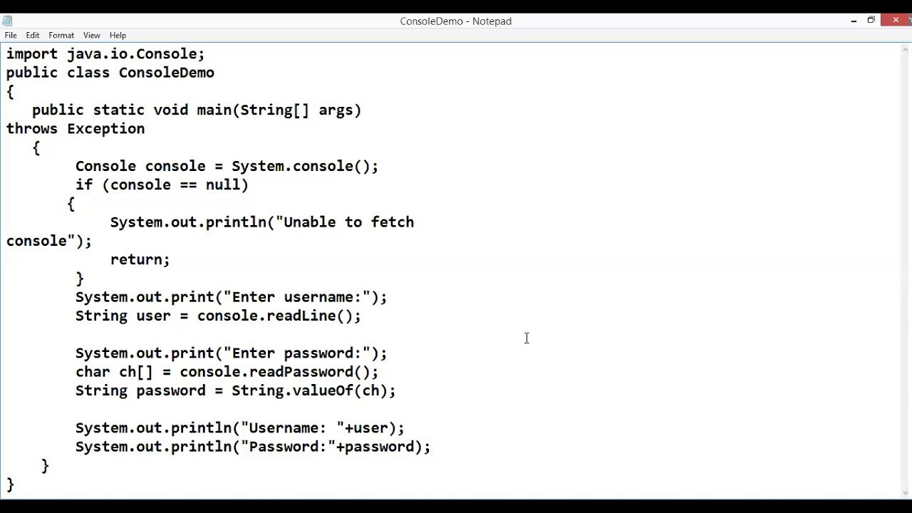 Video 24 Console Class in Java