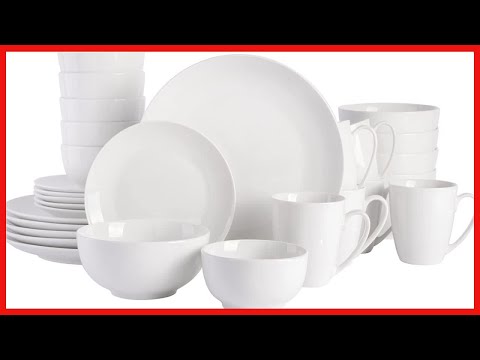 Gibson Home Zen Buffet Porcelain Dinnerware Set, Service for 6 (30pcs), White (Coupe)
