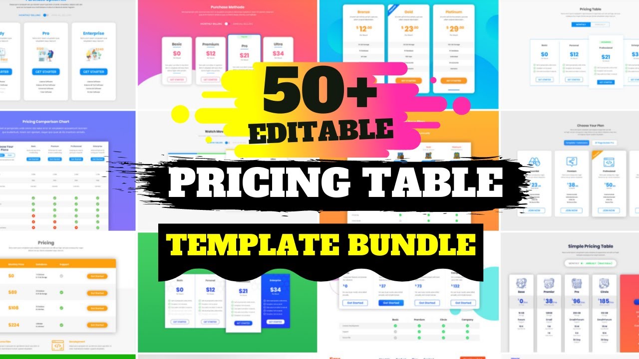 50 Premium Professional Unique Pricing Table Html Template Bundle 2021