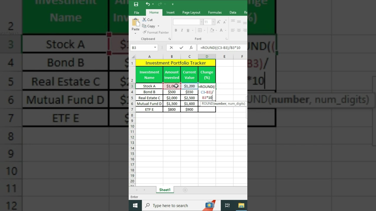 Investment Portfolio Tracker in excel