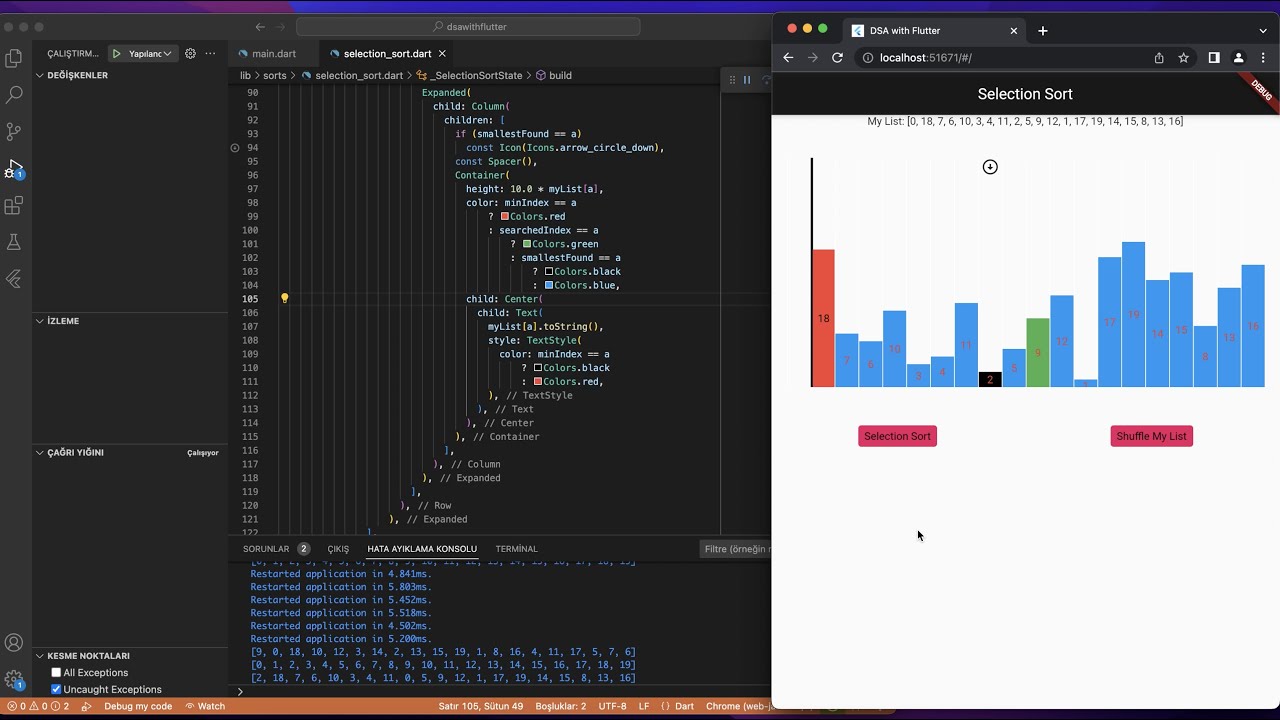 Selection Sort from Data Algorithms visually with Flutter