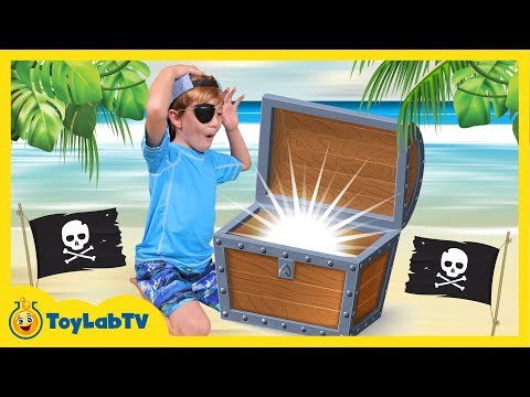 Pirate Treasure Chest Toy Hunt! Surprise Toys Opening & Animal Planet Shark in Fun Kids Video