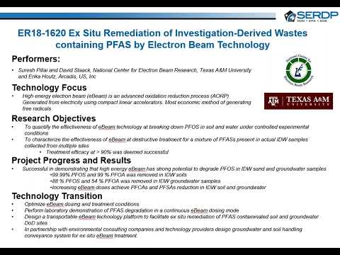 Destruction of PFAS-Laden IDW Using Electron Beam Technology: Phase I