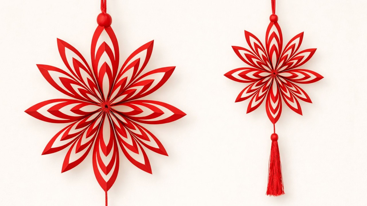 How to make a Chinese Lunar New Year wall hanging paper decoration | My original paper design