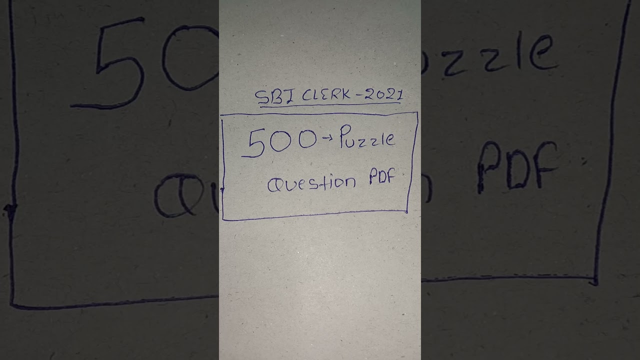 🛑500 Puzzle Questions PDF For SBI Clerk-2021,link in discription download 🙄🙄