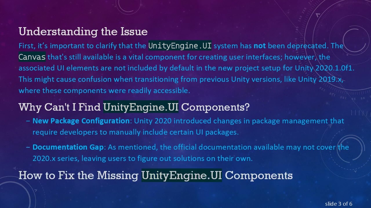 Fixing UnityEngine.UI Missing Issue in Unity 2020.1.0f1