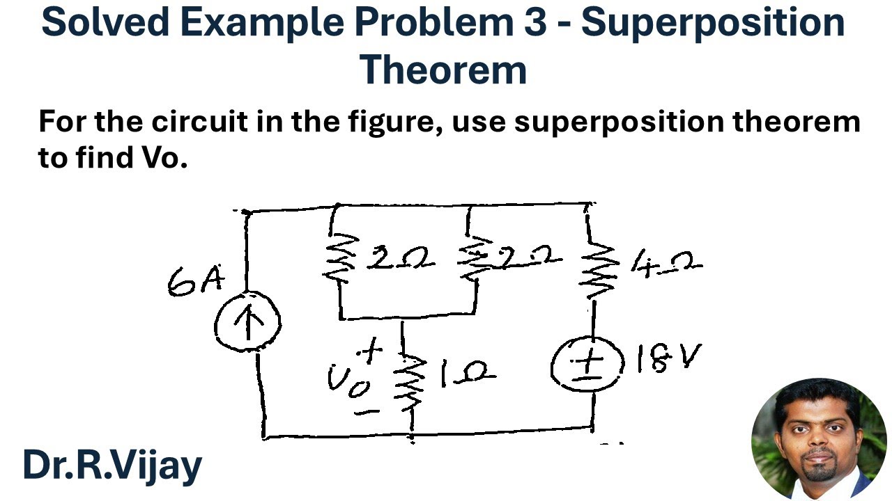 Solved Example Problem 3 - Superposition Theorem #bee