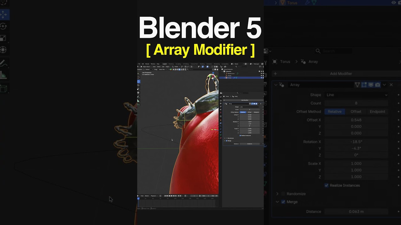Huge Updates for Array Modifier in Blender 5! #blender #tutorial #3d #design #blendertutorial #c4d