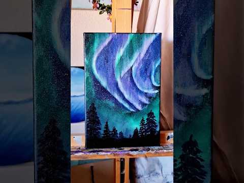 Mi último cuadro del año ✨️ qué os parece? 👀 | #art #arte #painting #oilpainting #landscape #aurora