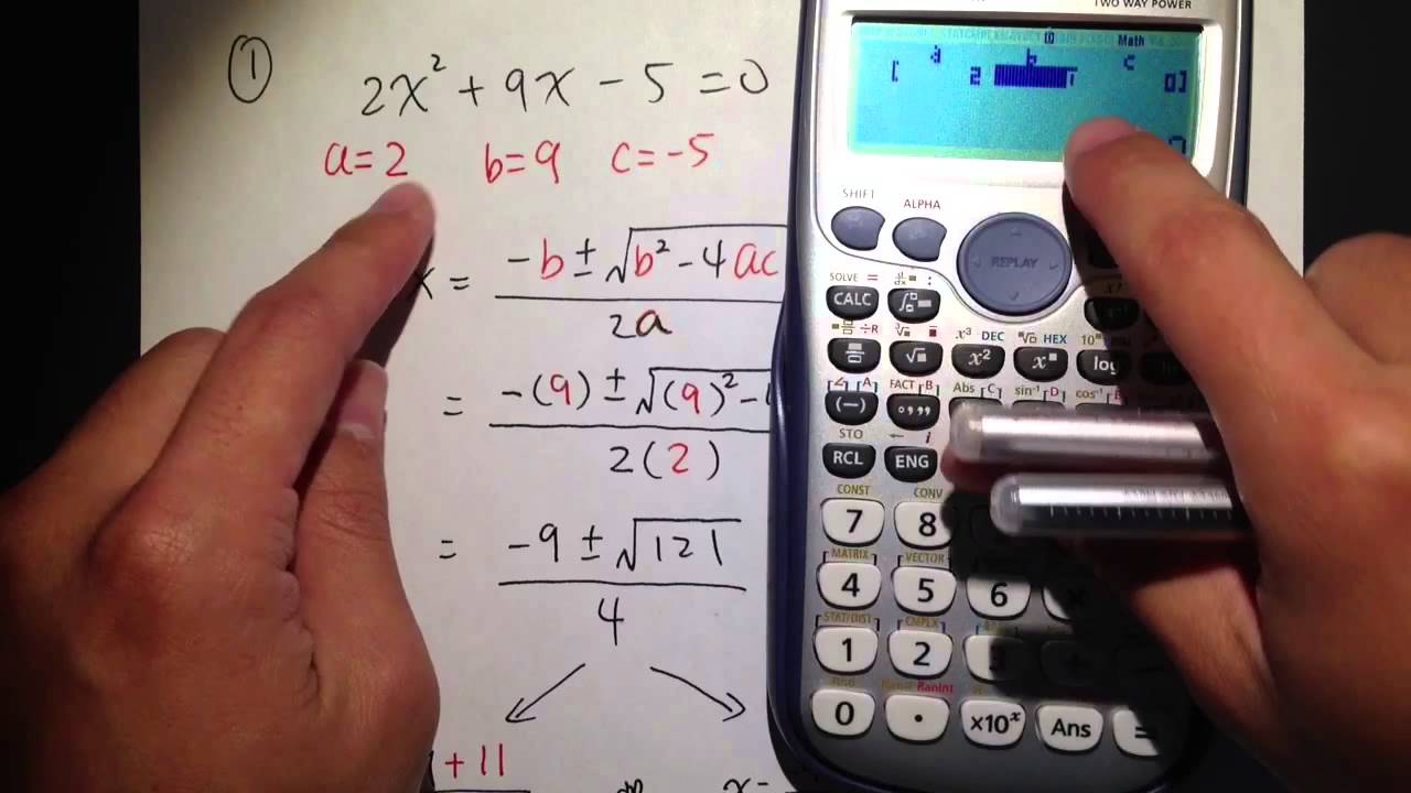 Quadratic Formula w/ calculator Casio fx 115 es plus