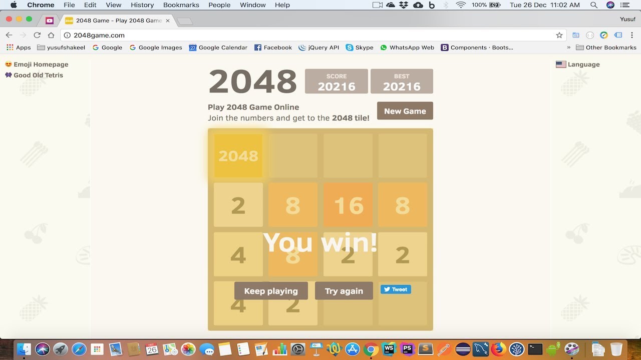 2048 Game - Finally Solved - Yusuf Shakeel