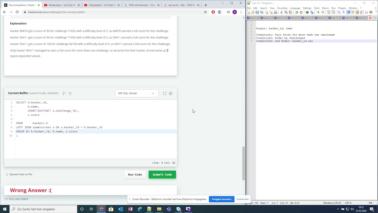 Hackerrank SQL Solutions | Top Competitors SQL Hackerrank Medium Problem