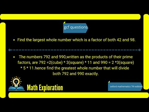 Find the largest whole number which is factor of both 42 and 98|HCF of 792 and 990|Math Exploration