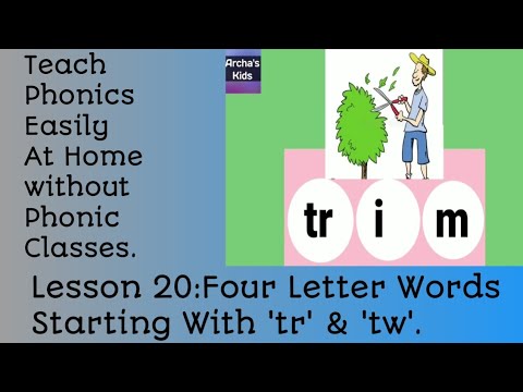Lesson 20: Four Letter Words Starting With 'tr' & 'tw'.#phonicsound #teaching #reading #ccvcblends