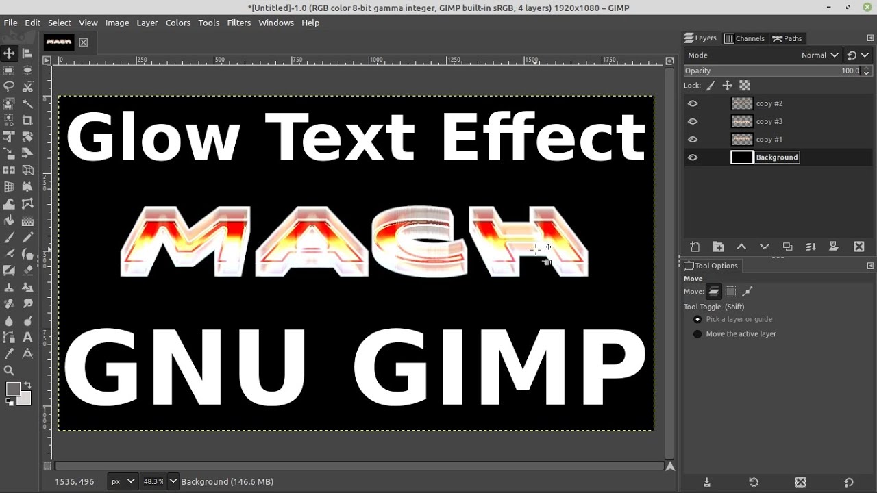 Glow 3D Text Effect In Gimp Tutorial