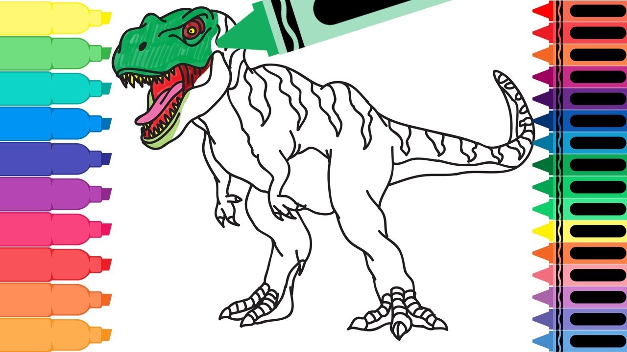 How to Draw a Tyrannosaurus Rex - Dinosaur Wild Animals - Coloring Pages for Kids | Tanimated Toys