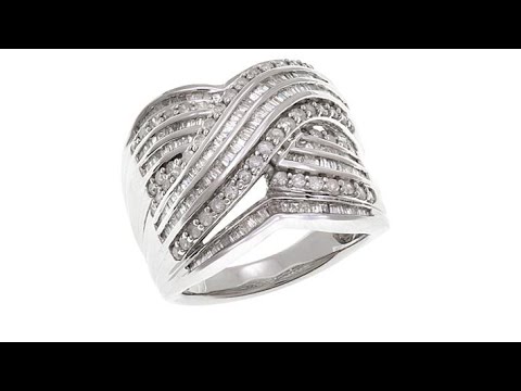 1.25ctw Diamond Baguette CrissCross Sterling Silver Ring