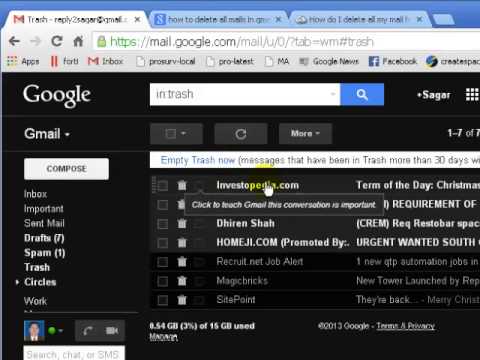 How to empty trash in gmail